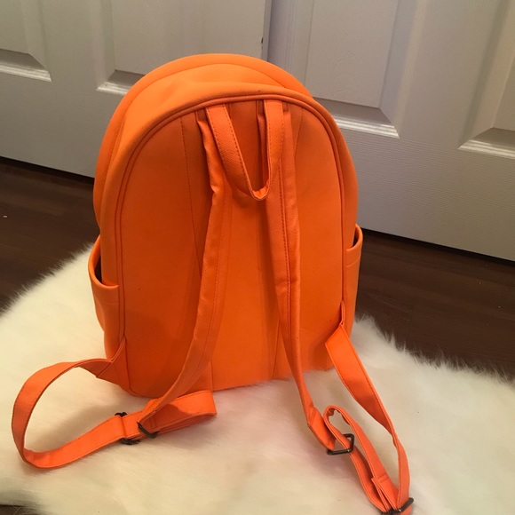 Bags | Neon Orange Neoprene Backpack | Poshmark